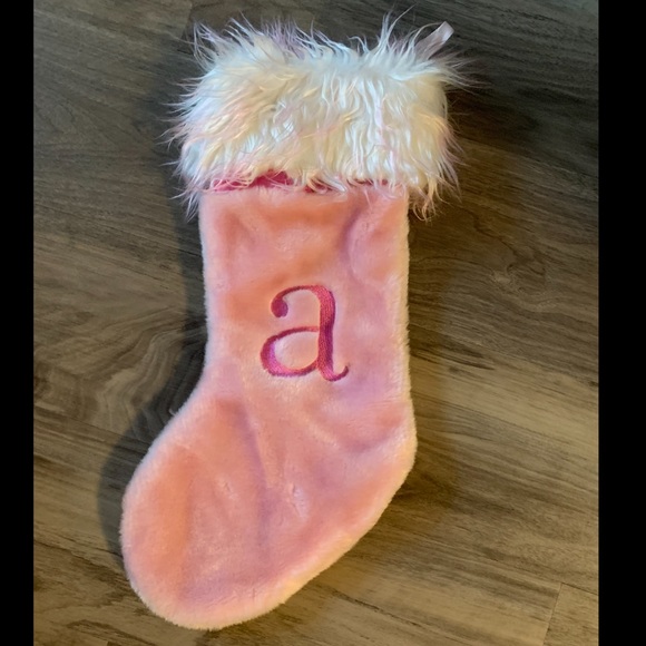 Holiday | Pink A Initial Christmas Stocking Fauk Fur | Poshmark